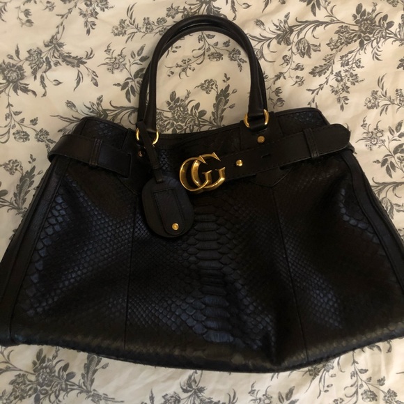 Gucci | Bags | Gucci Xl Black Python Tote Bag | Poshmark